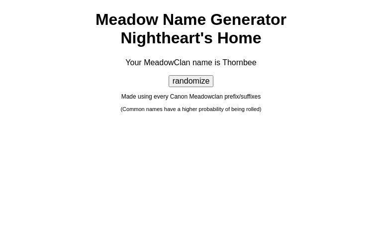 Meadow Name Generator Nightheart's Home