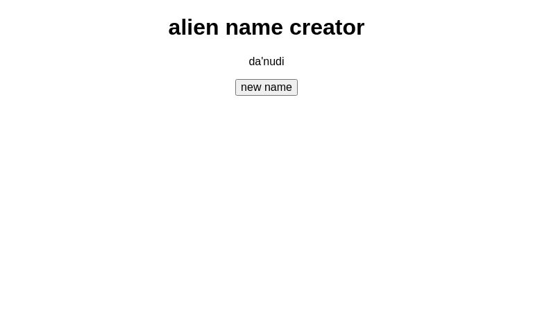 alien name creator ― Perchance Generator