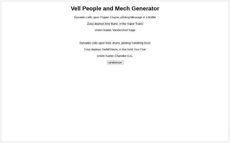 Vell People and Mech Generator