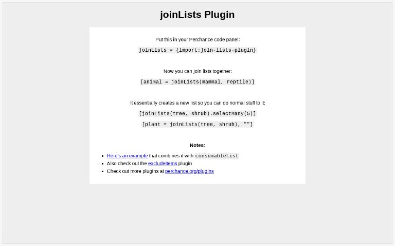 joinLists Plugin