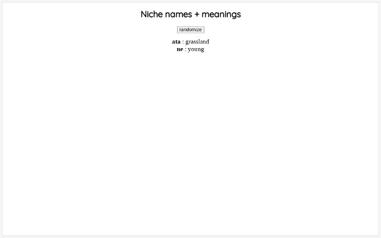 Niche names + meanings ― Perchance Generator