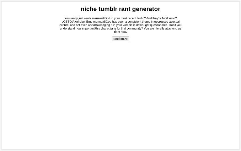 niche tumblr rant generator