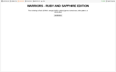 WARRIORS - RUBY AND SAPPHIRE EDITION ― Perchance Generator