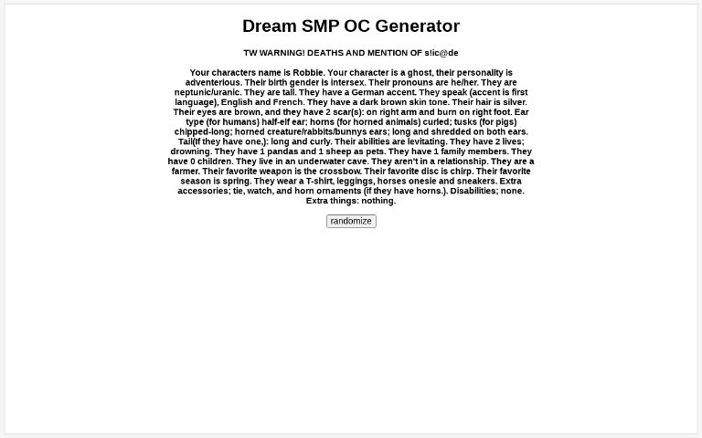 Dream SMP OC Generator
