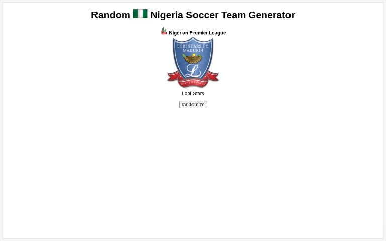 Random Nigeria Soccer Team Generator