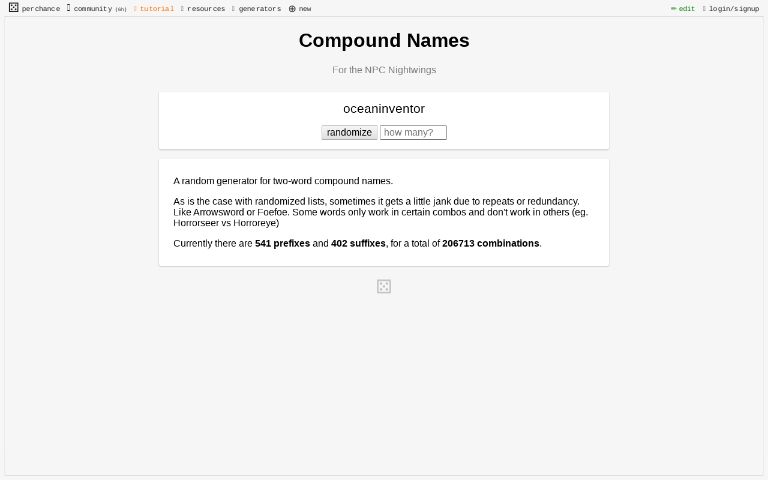 Compound Names ― Perchance Generator