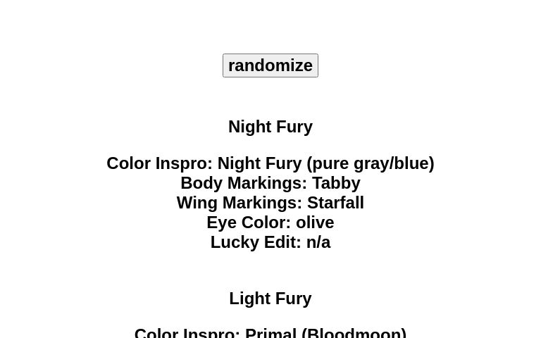 randomize Night Fury Color Inspro: Woolly Howl (yellows) Body Markings ...