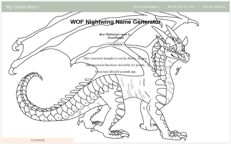 WOF Nightwing Name Generator