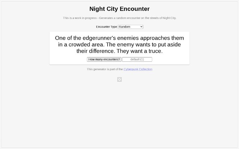 Night City Encounter ― Perchance Generator