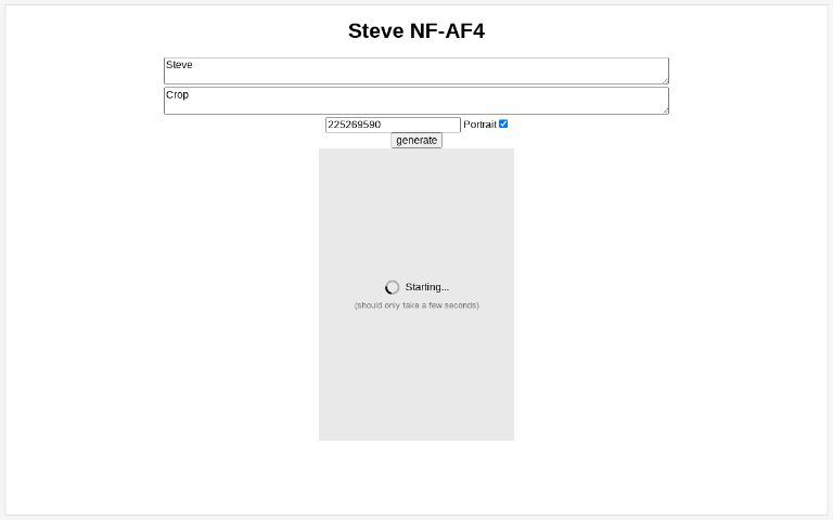 Steve NF-AF4 ― Perchance Generator