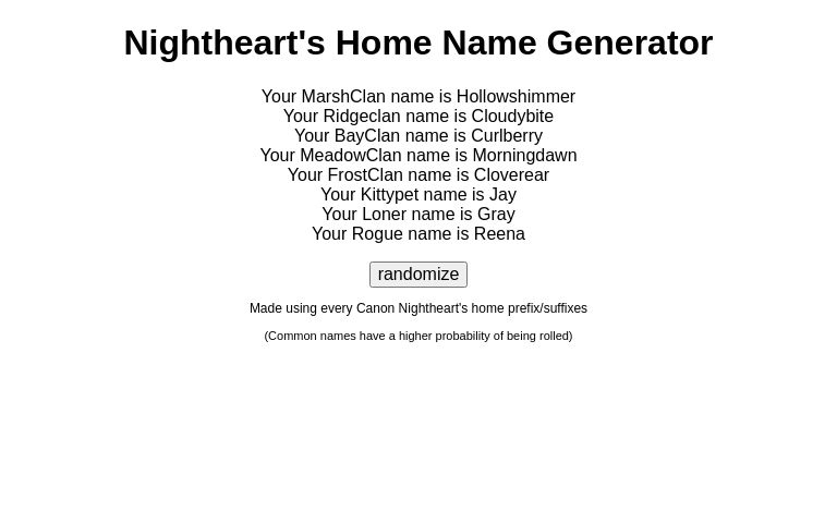Nightheart's Home Name Generator