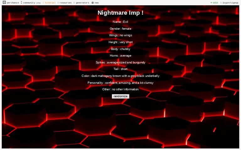 Nightmare Imp ! ― Perchance Generator