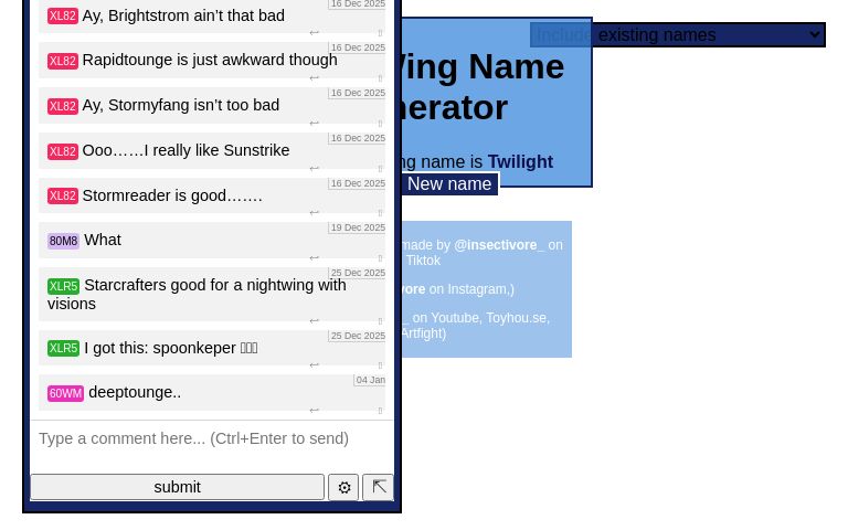 NightWing namegen ― Perchance Generator