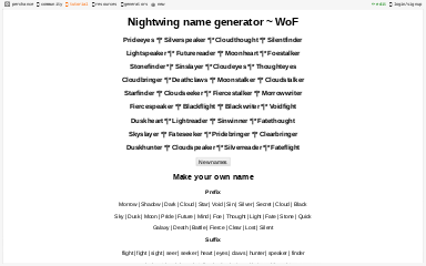 Nightwing name generator ~ WoF