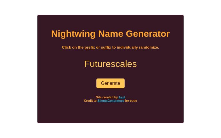 Nightwing Name Generator