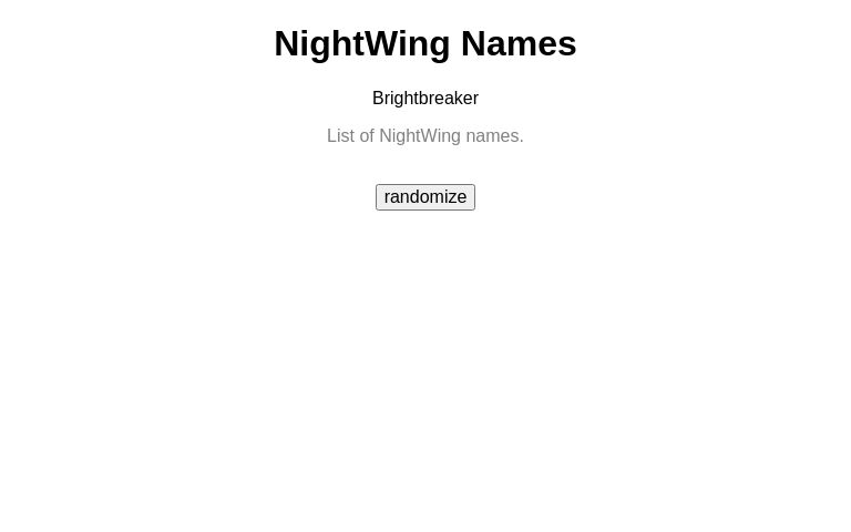 NightWing Names ― Perchance Generator