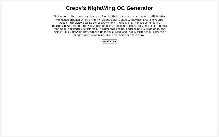 Crepy's NightWing OC Generator