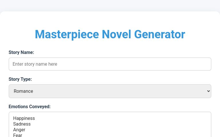 Masterpiece Novel Generator