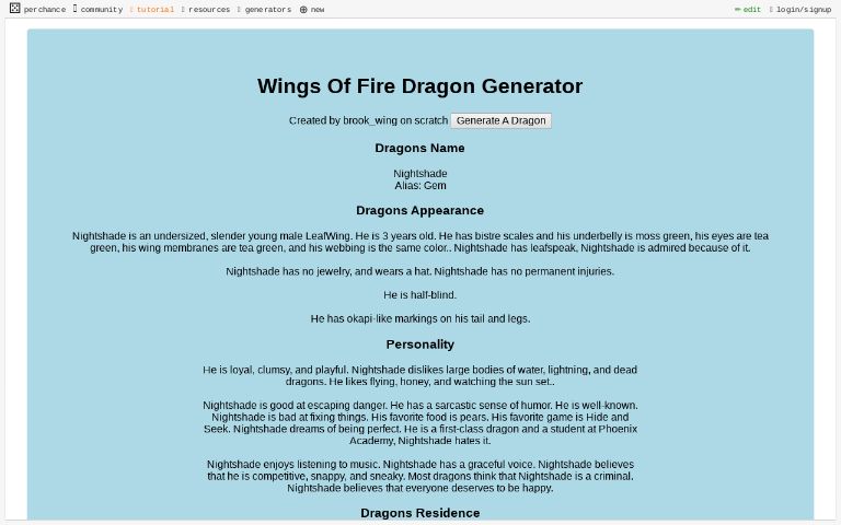 Wings Of Fire Dragon Generator