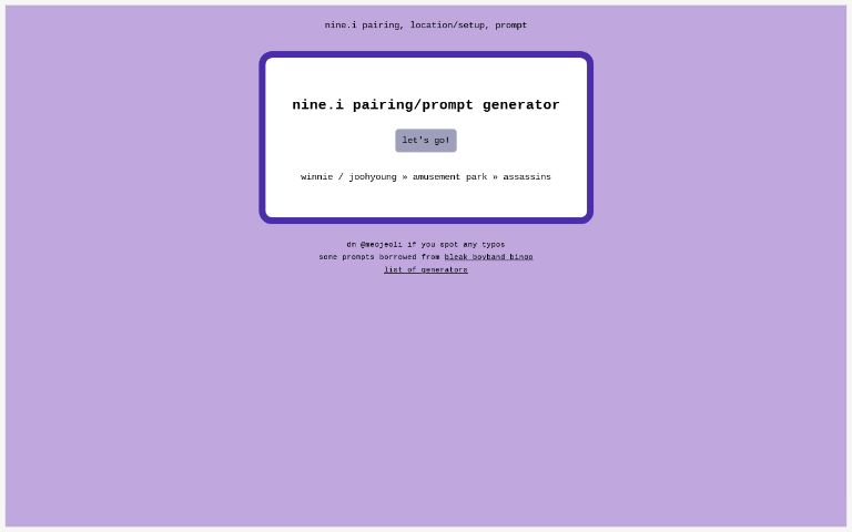 nine.i pairing/prompt generator