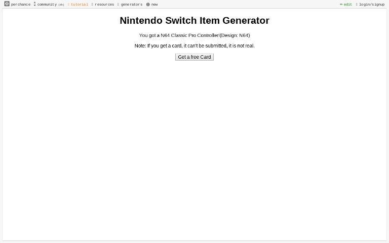 Nintendo Switch Item Generator