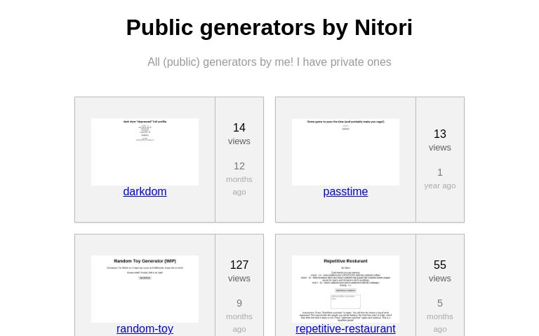 Public generators by Nitori