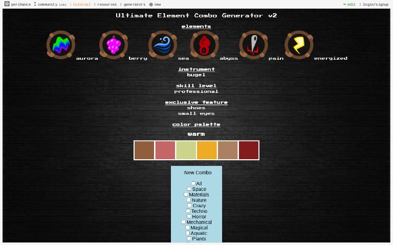 Element Combo Generator V2
