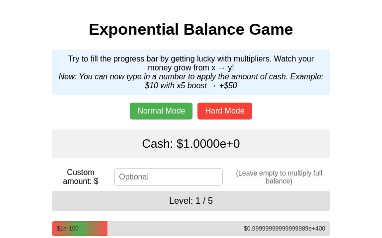 Exponential Balance Game ― Perchance Generator