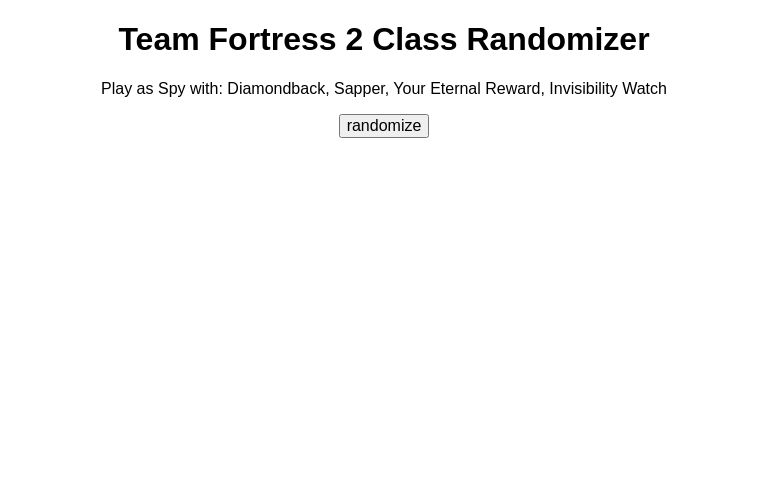 Team Fortress 2 Class Randomizer ― Perchance Generator