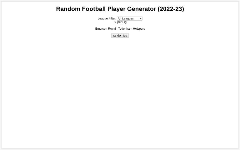 Random Football Player Generator (2022-23)