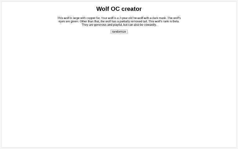Wolf OC creator ― Perchance Generator