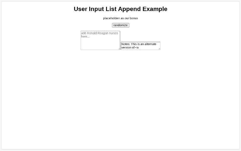 User Input List Append Example ― Perchance Generator