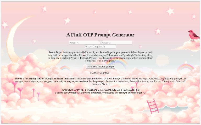 A Fluff OTP Prompt Generator