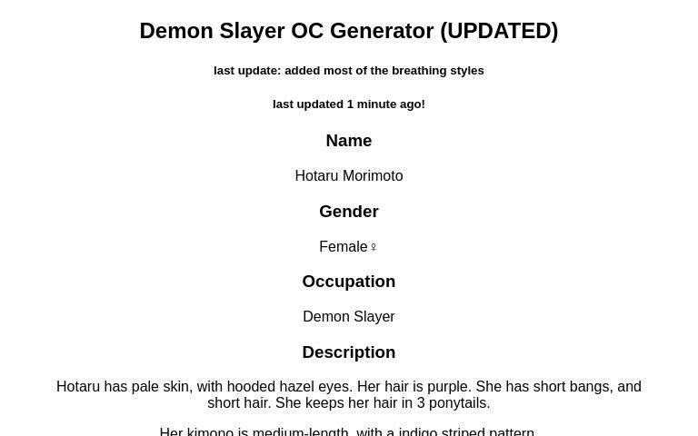 Demon Slayer OC Generator (UPDATED)