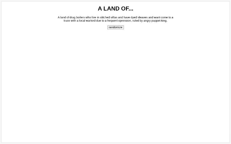 A LAND OF... ― Perchance Generator