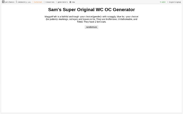 Sam's Super Original WC OC Generator