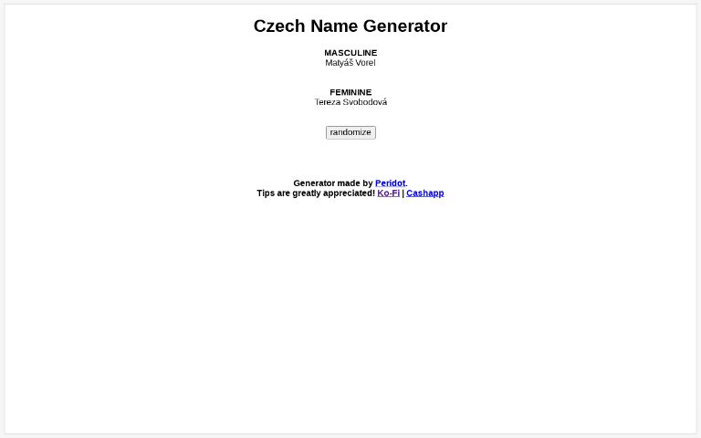 Czech Name Generator