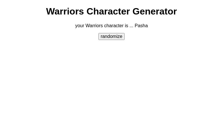 Warriors Character Generator