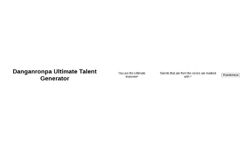Danganronpa Ultimate Talent Generator