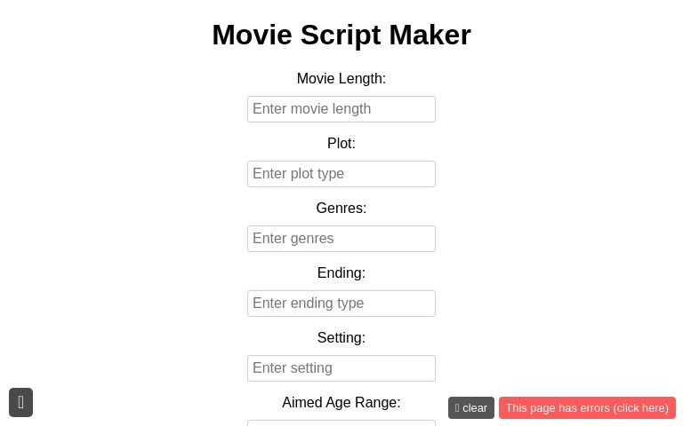 Movie Script Maker ― Perchance Generator