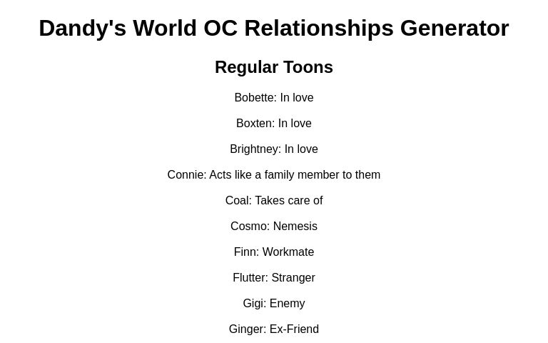 Dandy's World OC Relationships Generator