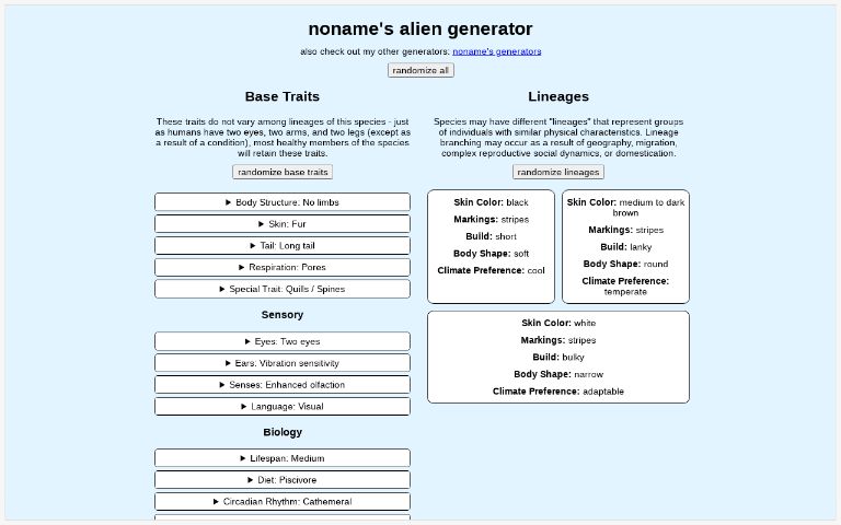 Alien Species Generator