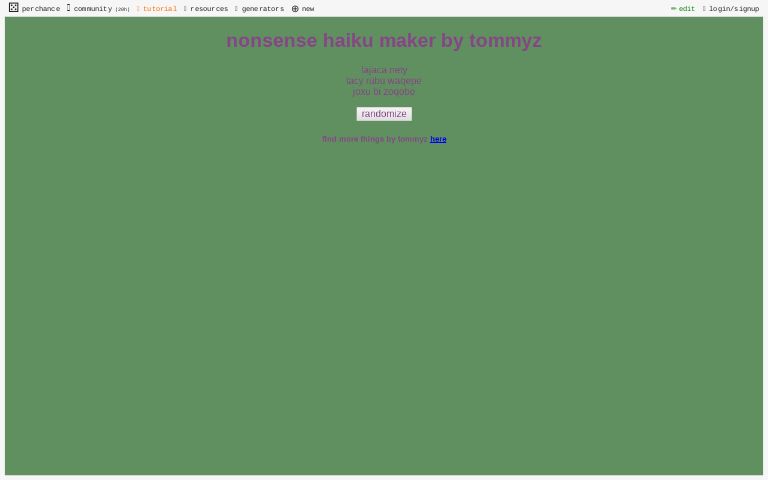 nonsense haiku maker by tommyz ― Perchance Generator