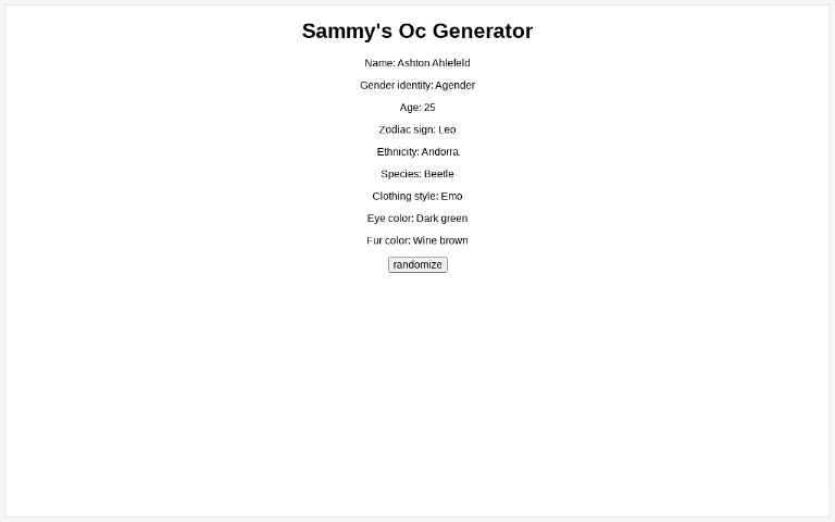 Sammy's Oc Generator