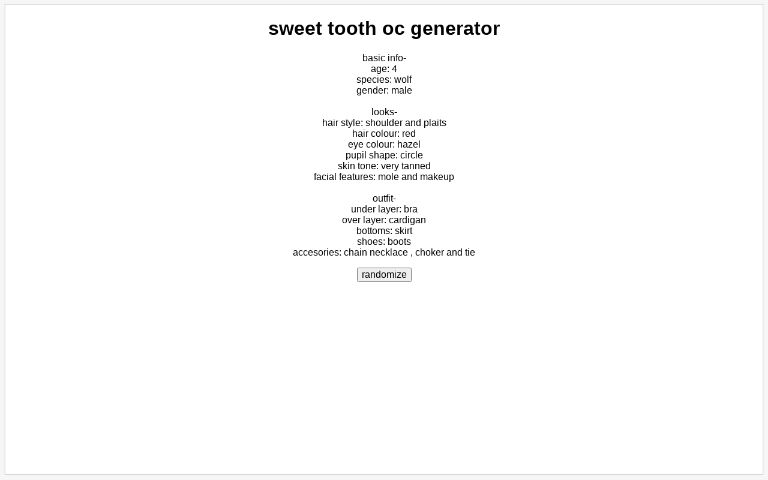 sweet tooth oc generator