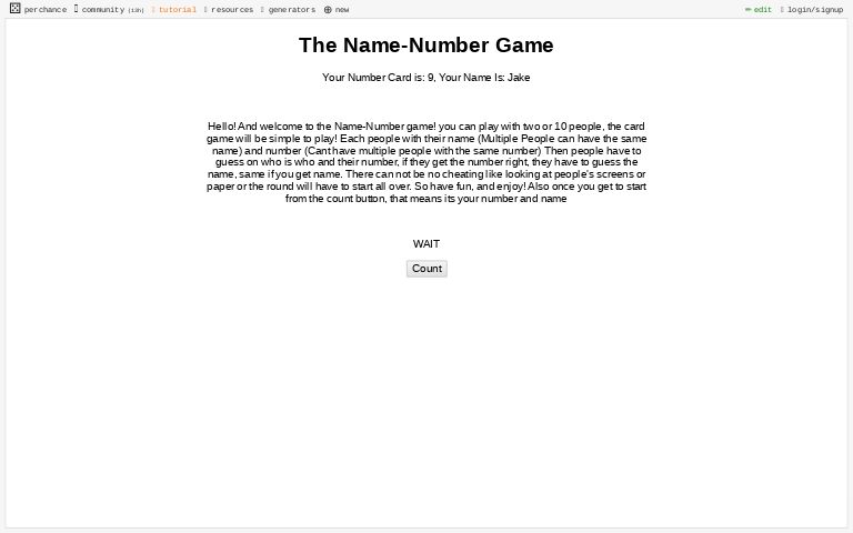 The Name-Number Game ― Perchance Generator