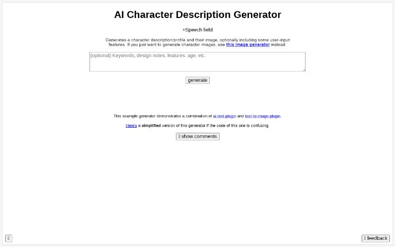 AI Character Description Generator