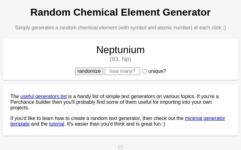 Random Chemical Element Generator