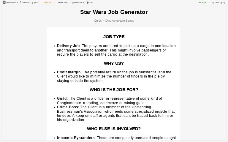 Star Wars Job Generator