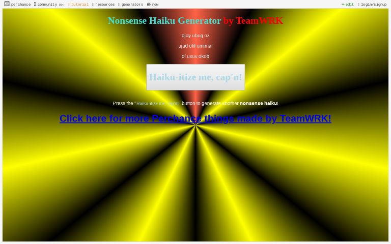 Nonsense Haiku Generator by TeamWRK